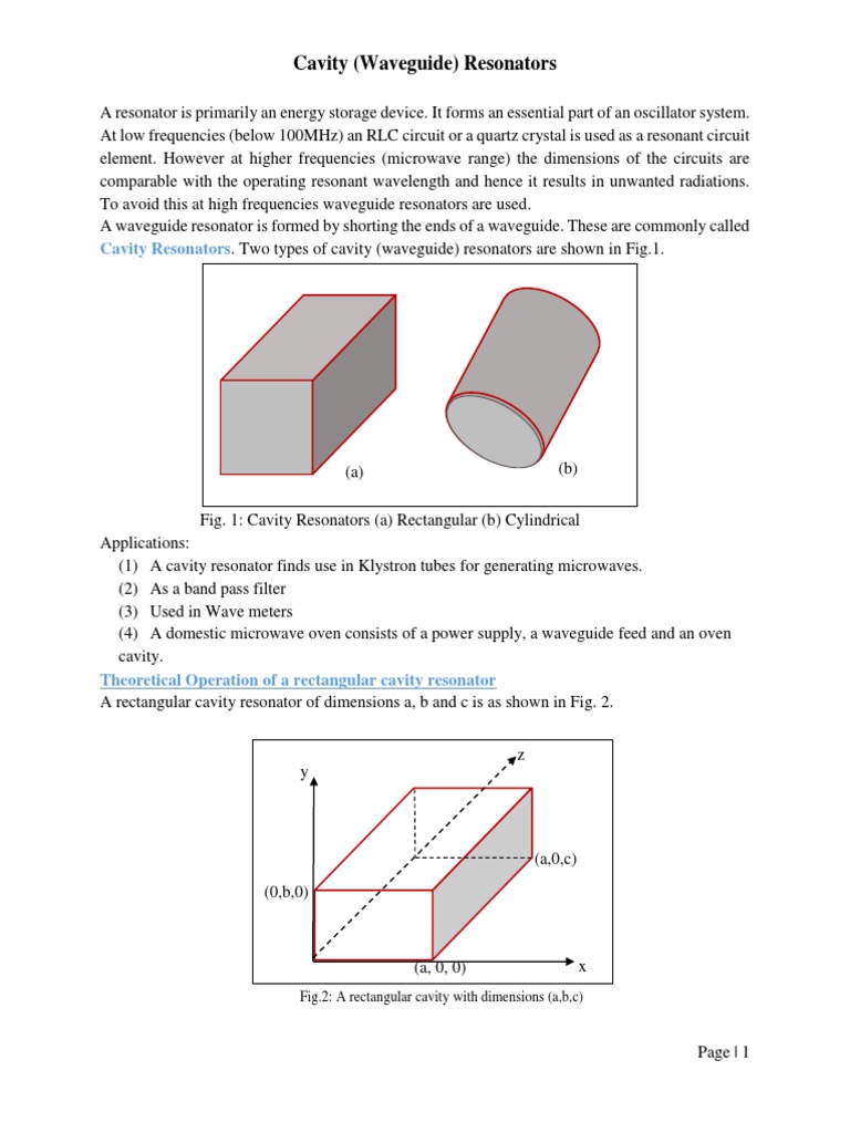 Rectangular Cavity Resonator Overview | PDF | Waveguide | Physics