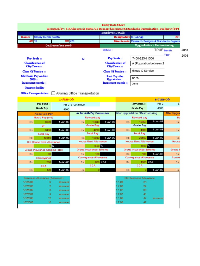 Approved Sixth Pay Commission Arrears Calculator | PDF | Employment ...
