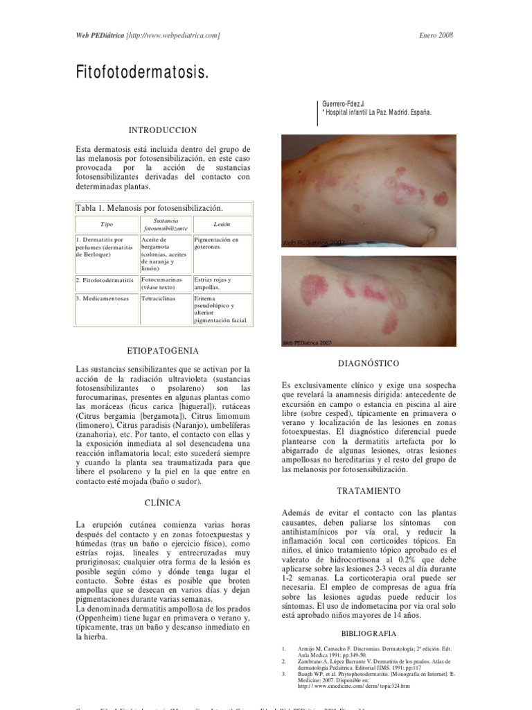 Fitofotodermatosis | PDF | Especialidades Medicas | Medicina