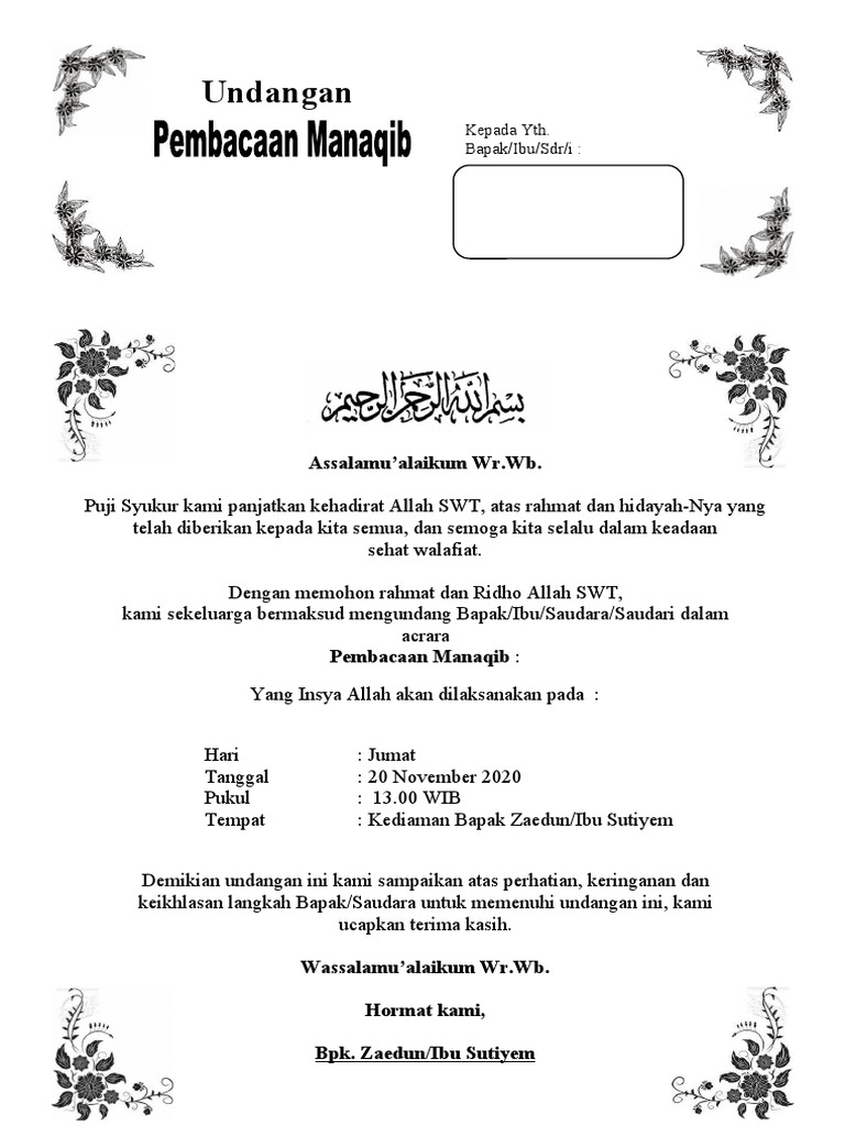 Undangan Manaqib | PDF