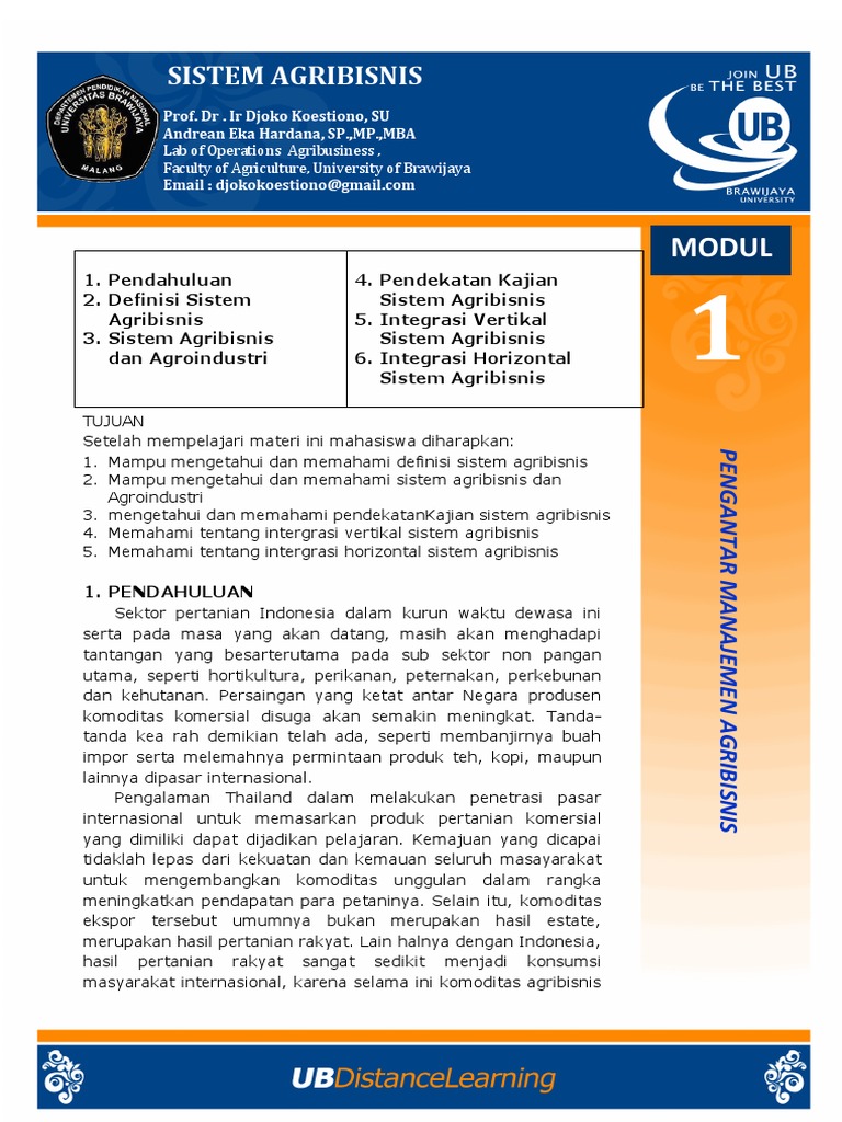 PMA 1 Sistem Agribisnis | PDF