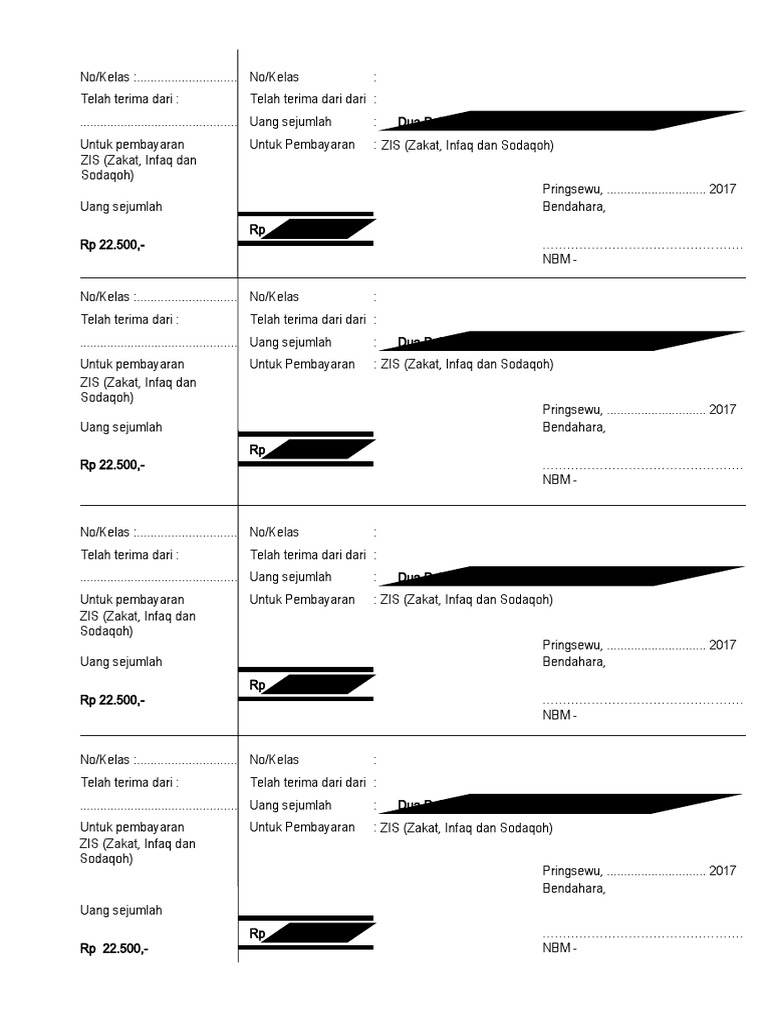 Kwitansi ZIS | PDF | Pengelolaan Keuangan & Uang