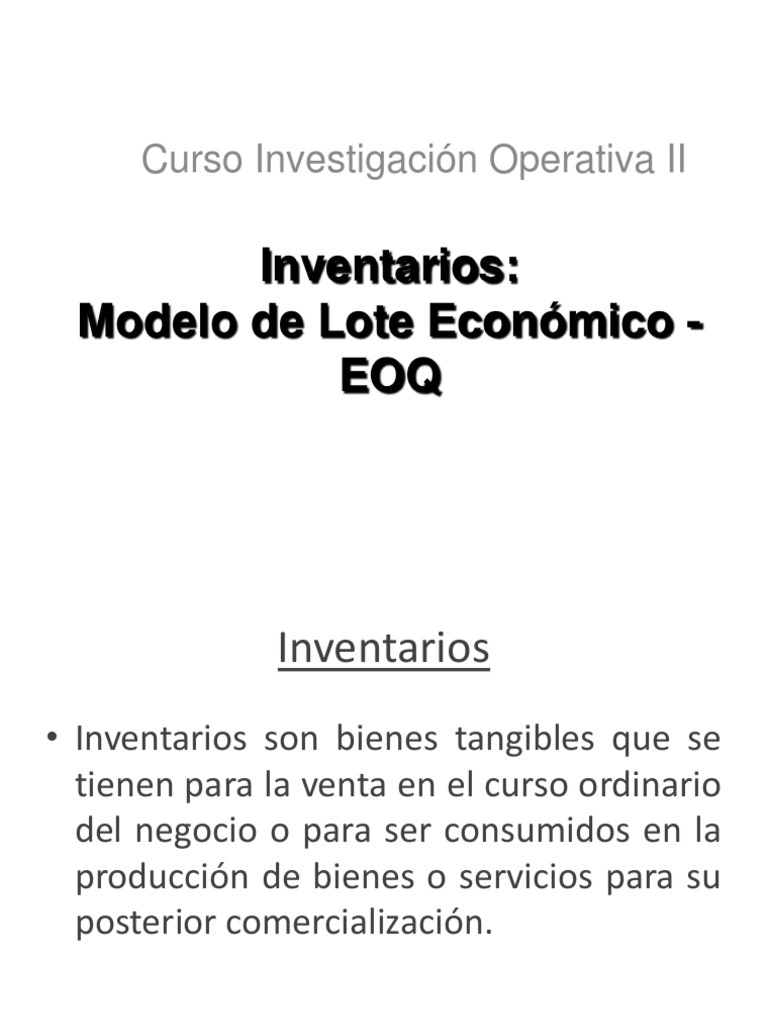 Aula-Inventario-Modelo Eoq | PDF | Inventario | Procesos de negocio