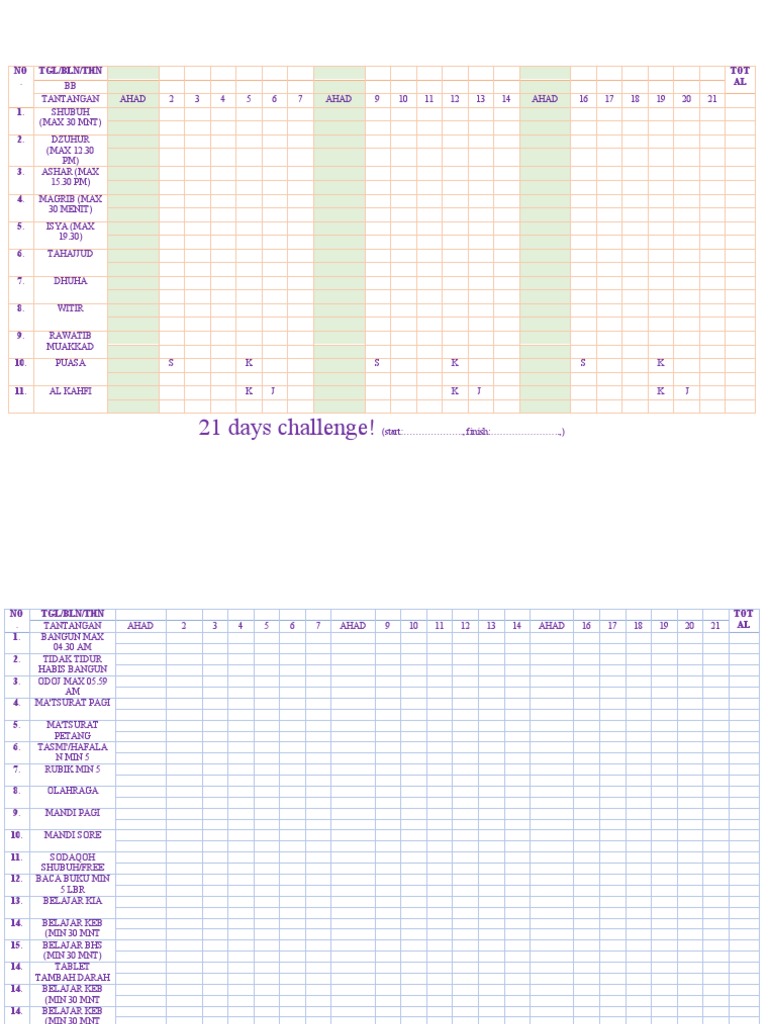 21 Day Challenge | PDF