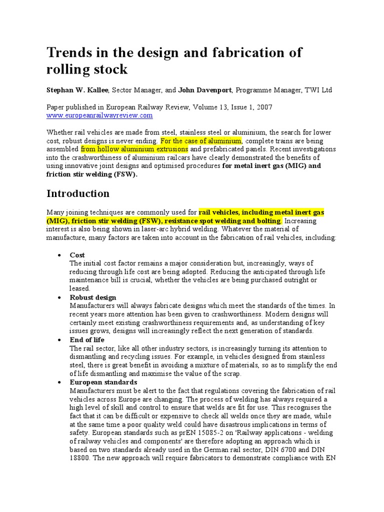 Aluminum Alloys in Railway Design | PDF | Welding | Construction