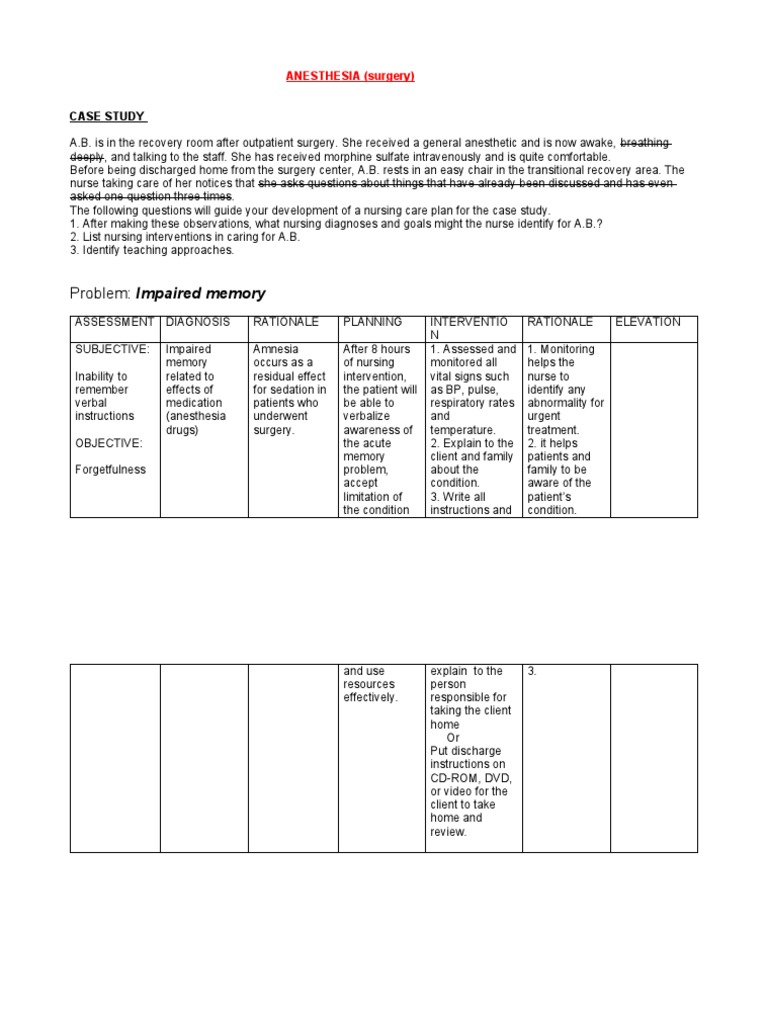ANESTHESIA - Case Study. | PDF | Anesthesia | Surgery