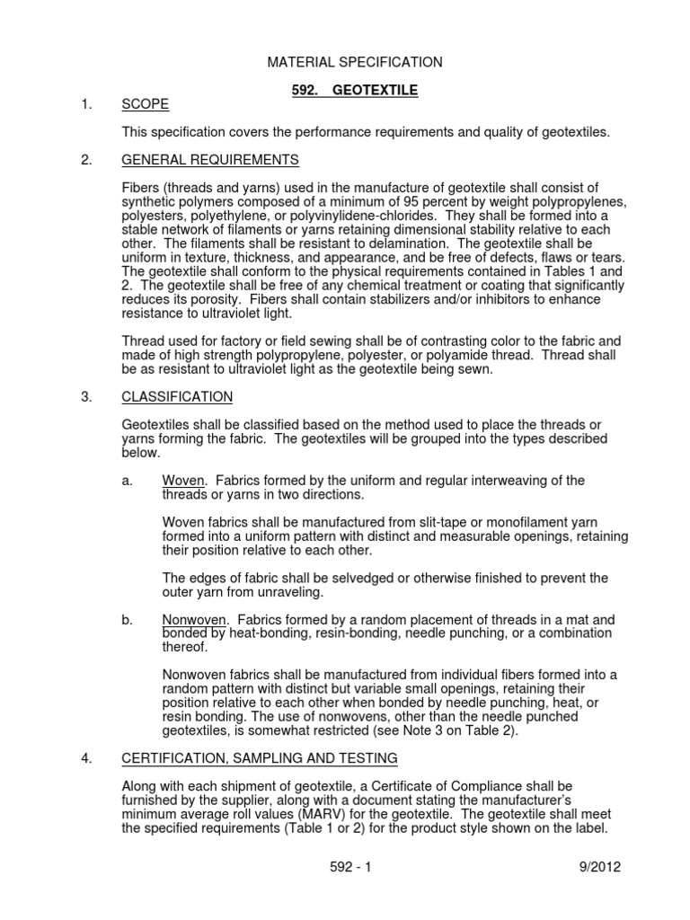 Geotextile Material Specifications | PDF | Yarn | Textiles