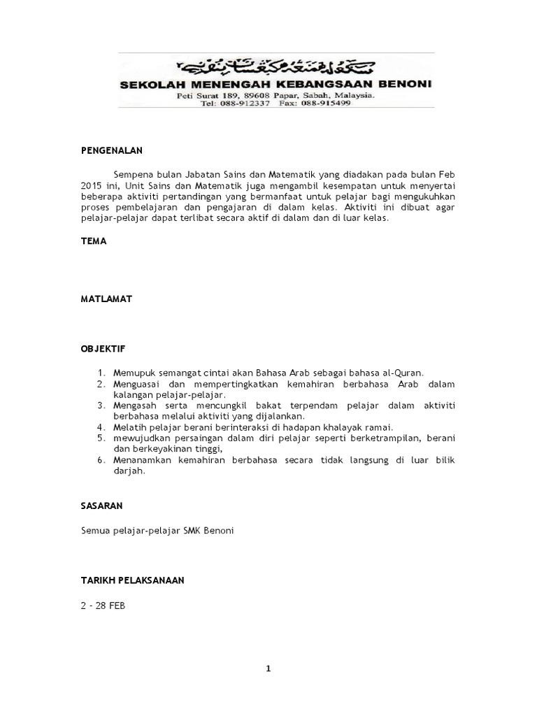 Kertas Kerja Unit Sains Dan Matematik | PDF