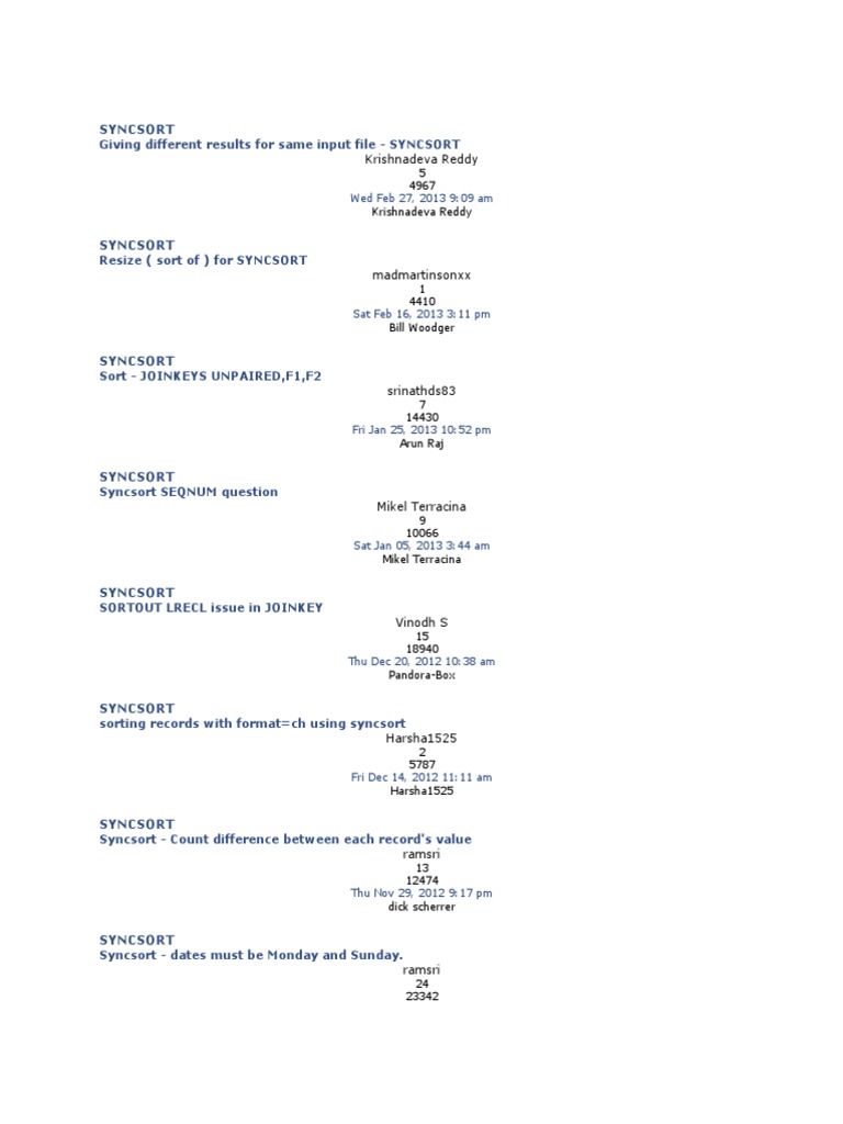 SYNCSORT | PDF | Computer Programming | Computer Data