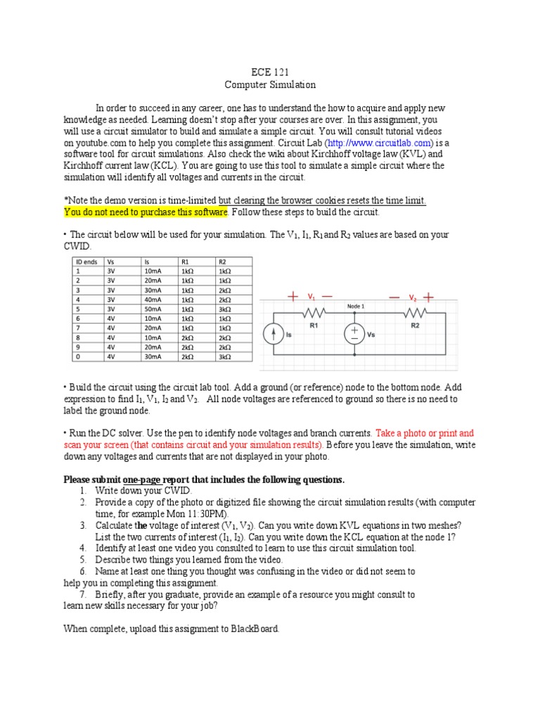 ECE121 Circuitlab | PDF