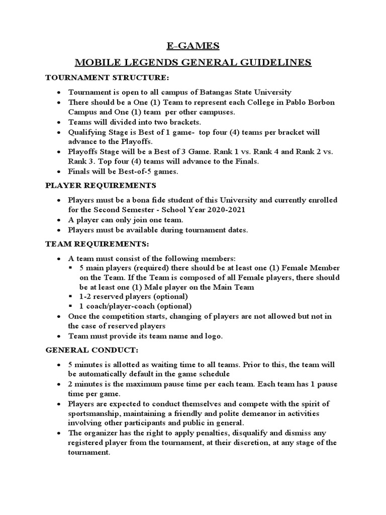 MobileLegends GUIDELINES v.2 | PDF | Sports | Leisure