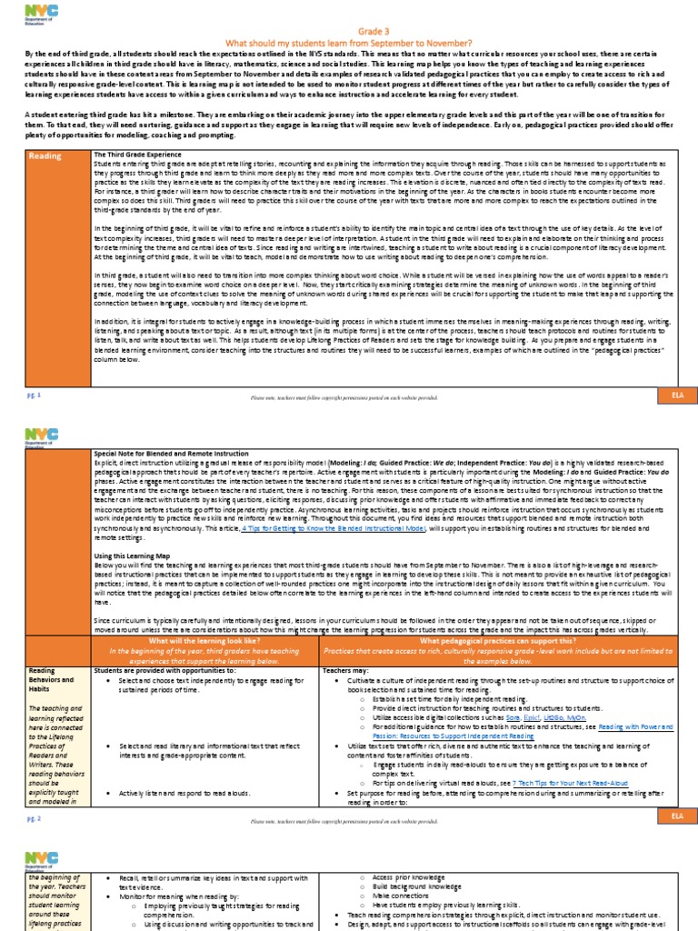 Learning Map Grade 3 Final | PDF | Reading Comprehension | Teachers
