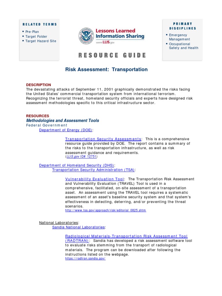 Risk Assessment: Transportation: Description | PDF | Risk Assessment ...