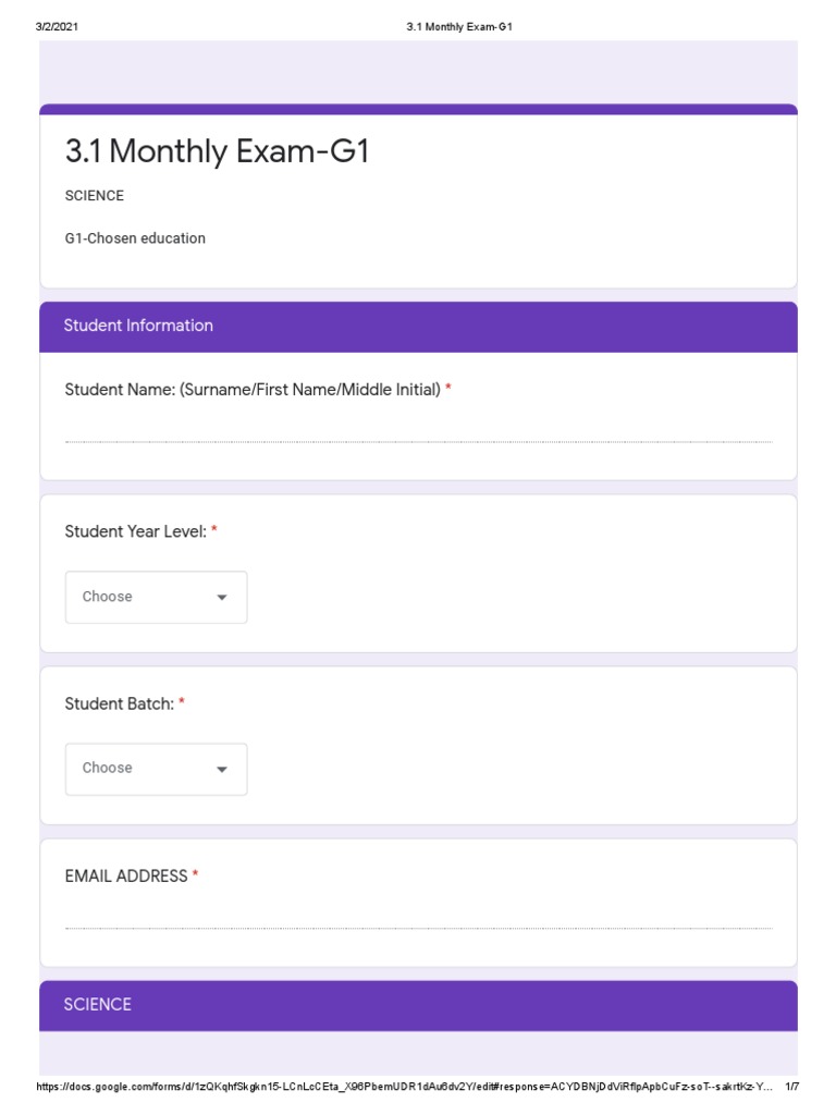 3.1 Monthly Exam G1-Science | PDF | Nature | Physics