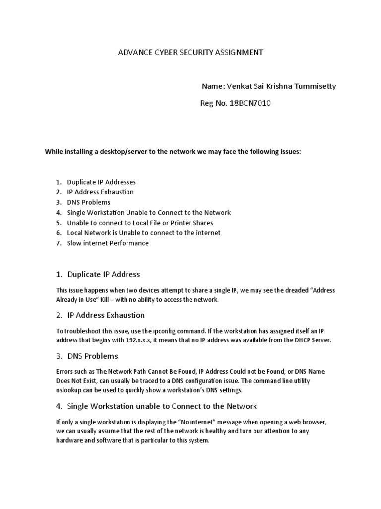 Advance Cyber Security Assignment | PDF | Ip Address | Computer Network