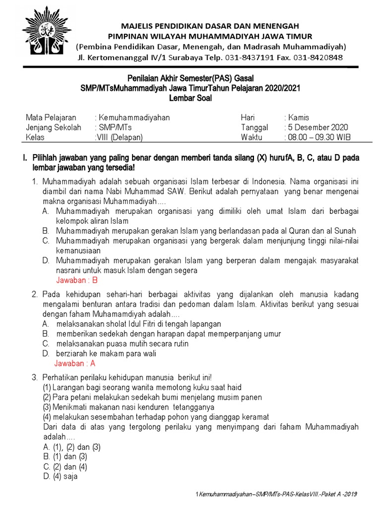 Soal KMD VIII A | PDF