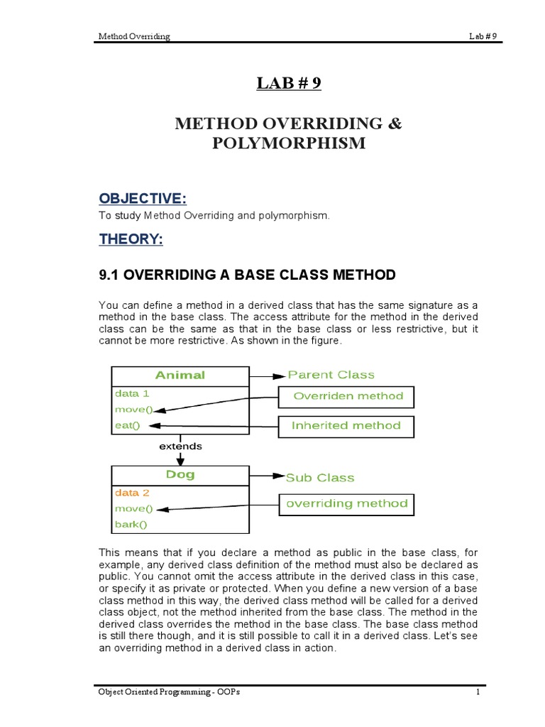 Java Lab 9 Pdf Method Computer Programming Inheritance Object Oriented Programming 6101