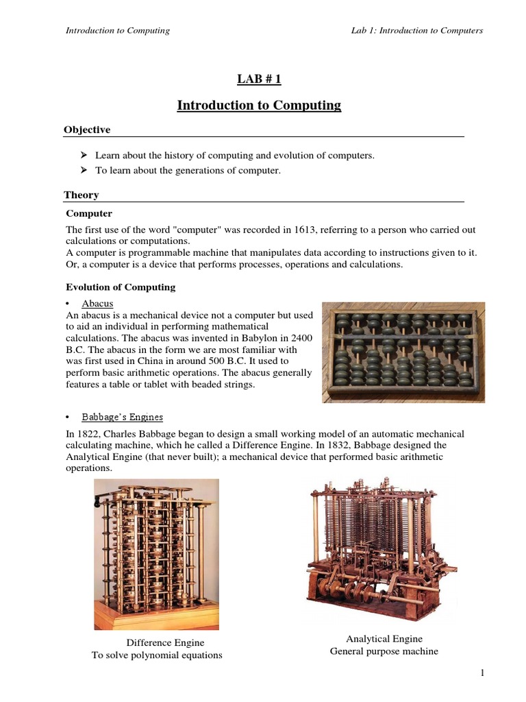 ITC LAB 1 - History of Computers | PDF | Integrated Circuit | Microprocessor
