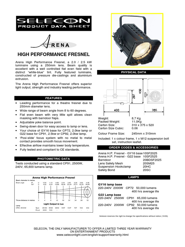 High Performance Fresnel: Physical Data | PDF | Components | Building ...