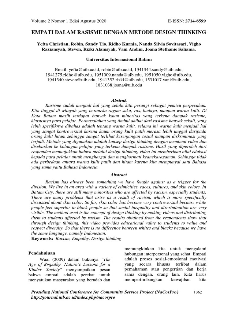Empati Dalam Rasisme Dengan Metode Design Thinking | PDF | Politik | Ilmu Sosial