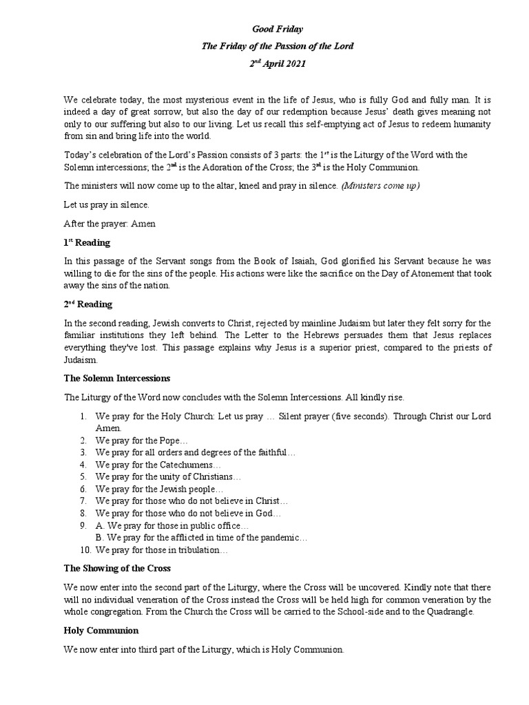 Good Friday Liturgy | Download Free PDF | Mass (Liturgy) | Prayer