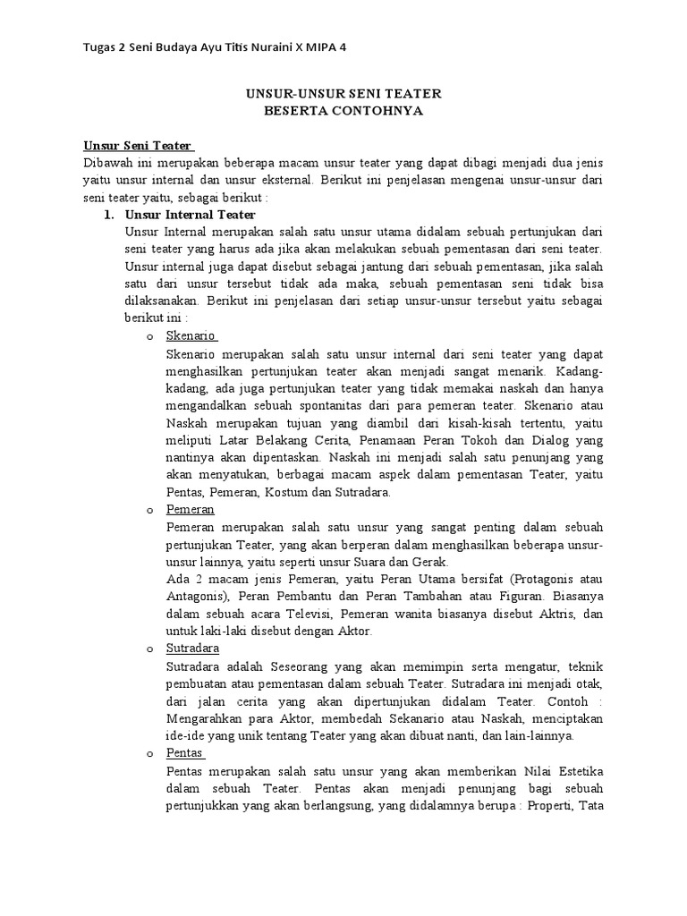 Unsur Seni Teater | PDF