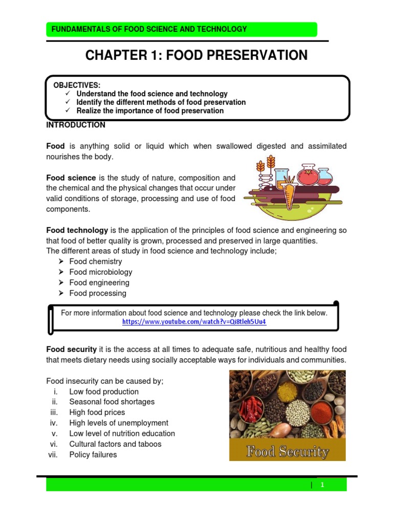 Chapter 1 Food Preservation | PDF | Food Preservation | Pickling