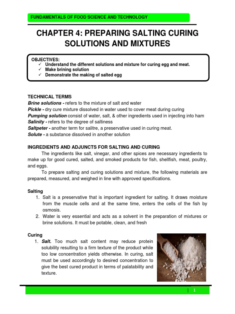 Chapter 4 Preparing Salting Curing Solutions and Mixtures | PDF ...