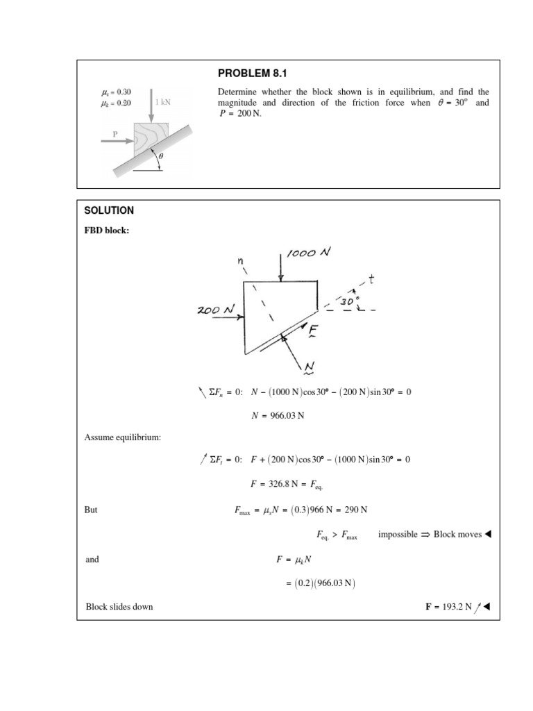 Equilibrium Analysis of Inclined Blocks | PDF | Friction | Force