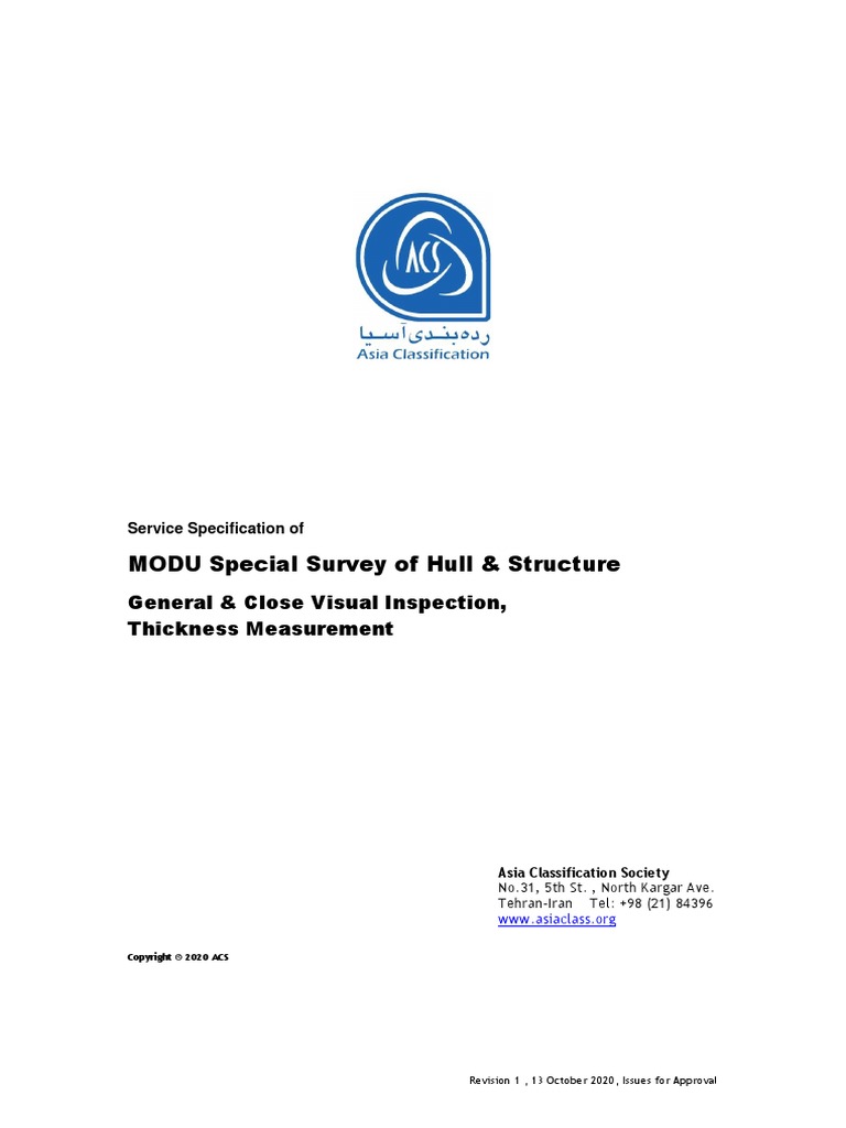 ACS-SP-MODU Special Survey of Hull & Structure | PDF | Deck (Ship ...