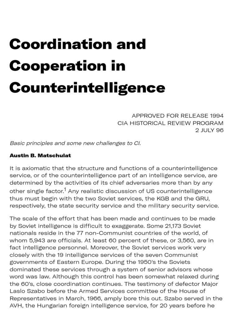 Coordination Cooperation in Counterintelligence | PDF ...