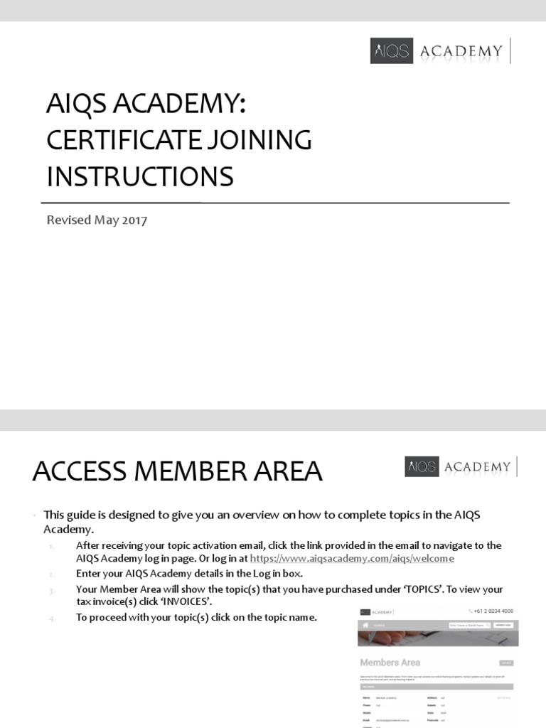 AIQS Academy User Guide | PDF | Career & Growth | Computers