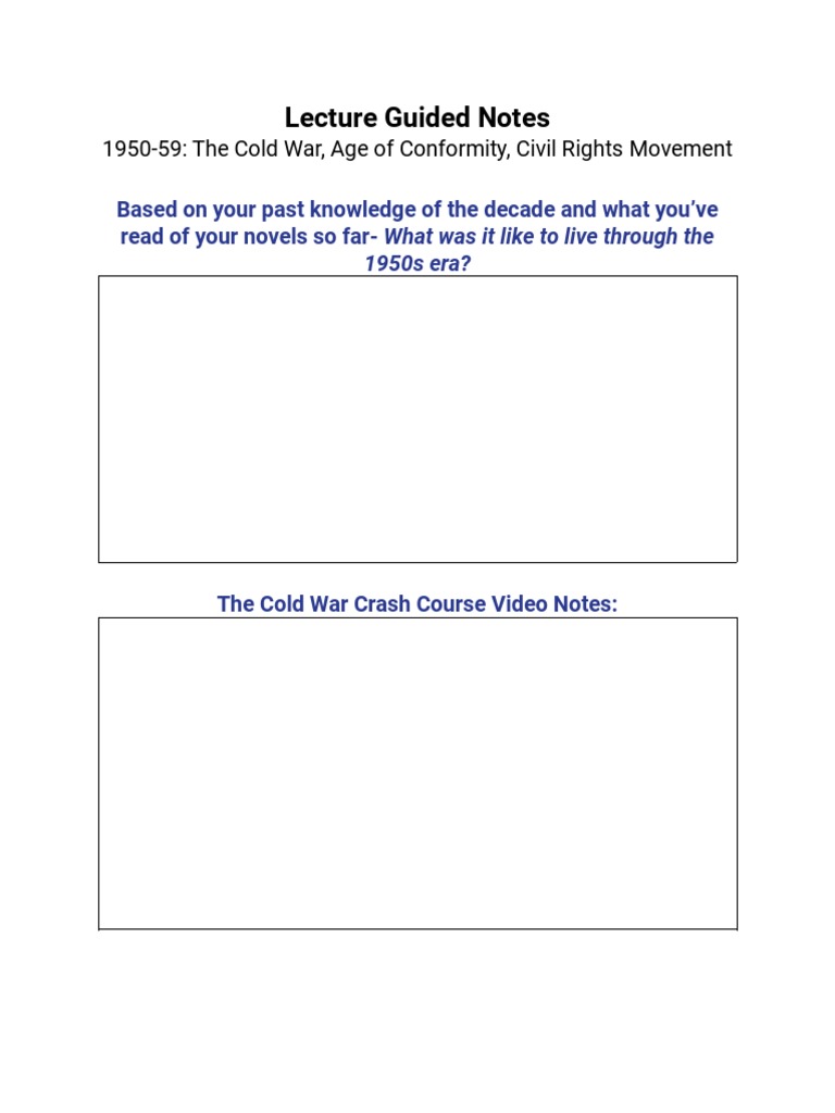 Lecture Guided Notes | PDF | Cold War | Id