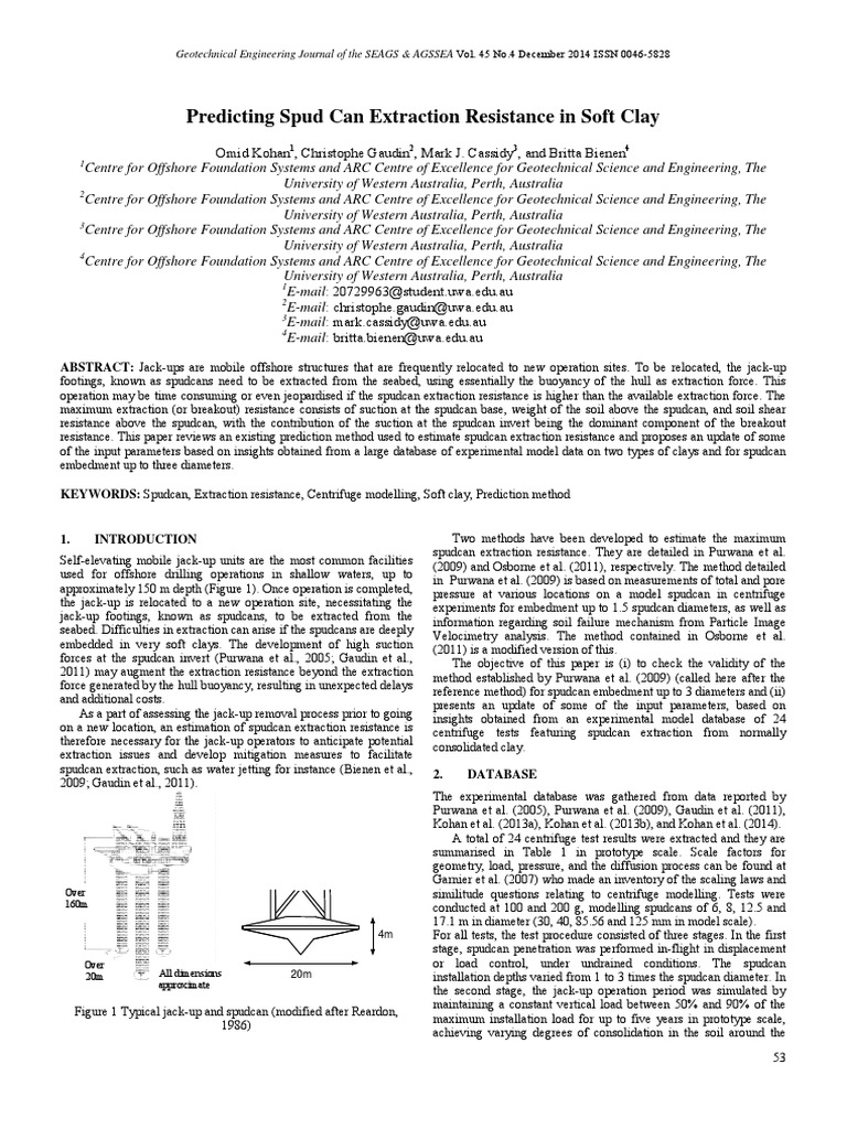 Predicting Spud Can Extraction Resistanc | PDF | Geotechnical ...