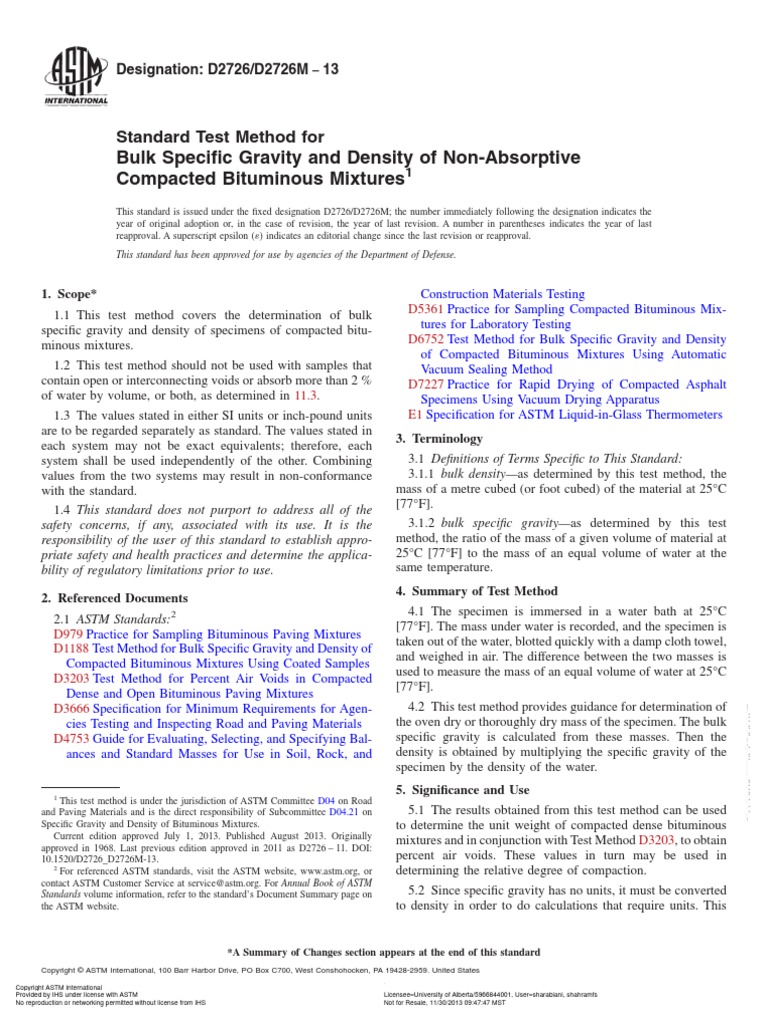 ASTM D2726 - D2726M - Density Calc | PDF | Density | Metrology