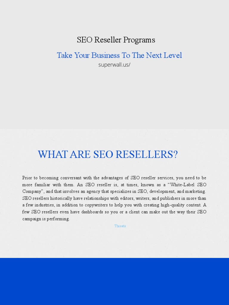 SEO Reseller Programs - How Can They Help To Take Your Business To The ...