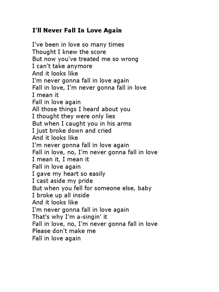 I'll Never Fall in Love Again | PDF | Art | Poetry