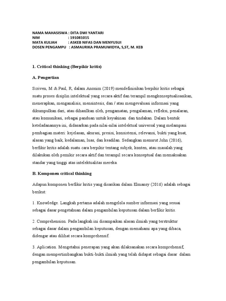 Critical Thinking | PDF