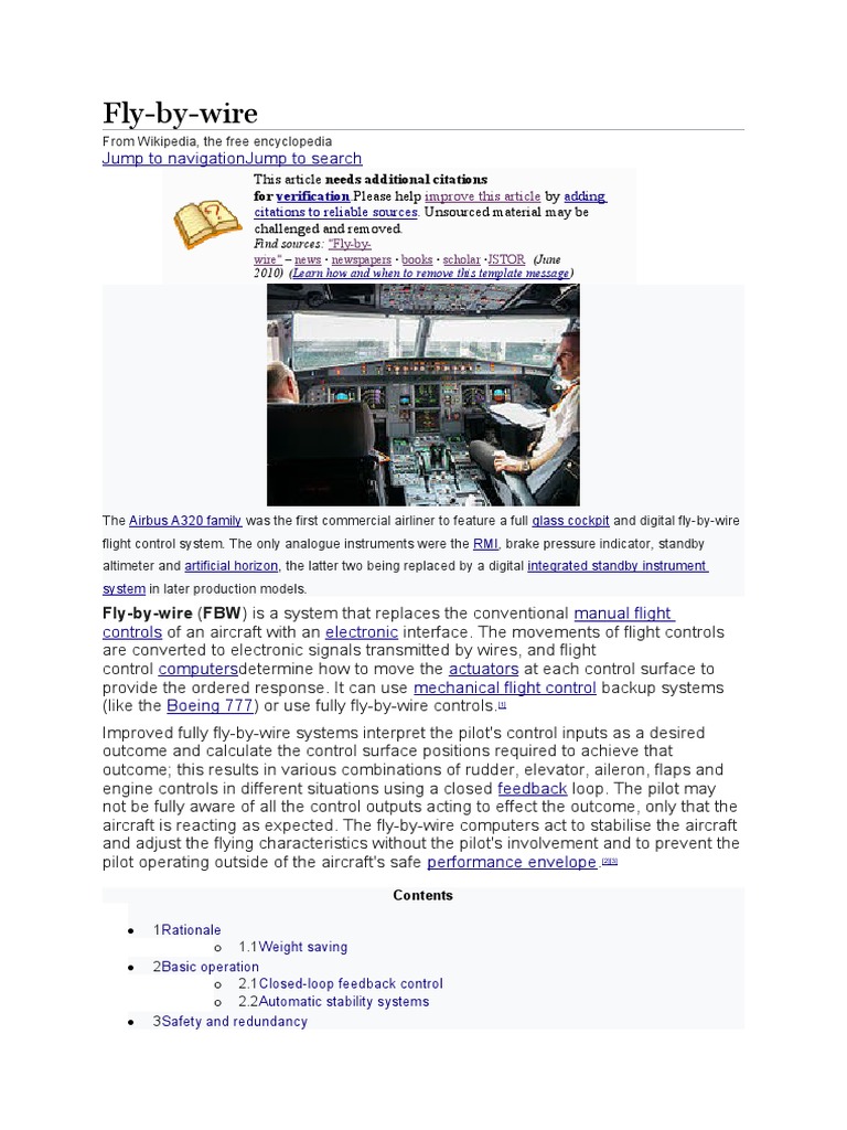 Fly-By-Wire: Jump To Navigation Jump To Search | PDF | Aircraft Flight ...