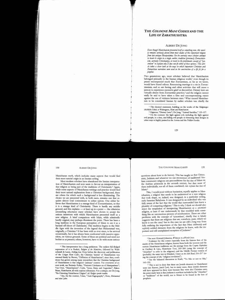 The Cologne Mani Codex and The Life of Zarathustra | PDF