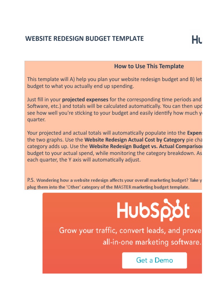 Website Redesign Budget Template | PDF | Websites | Budget