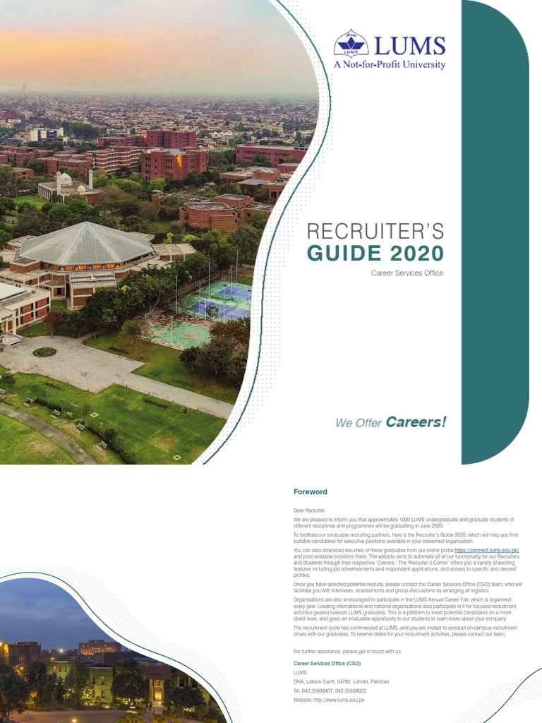 LUMS Career Services Guide 2020 | PDF | Bachelor Of Science | Recruitment