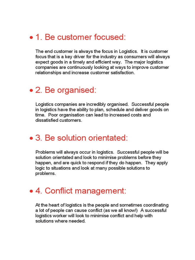 10 Skills Logistics | PDF | Logistics | Customer