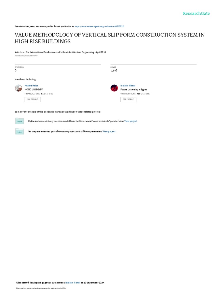 Value Methodology of Vertical Slip Form Construction System in High ...