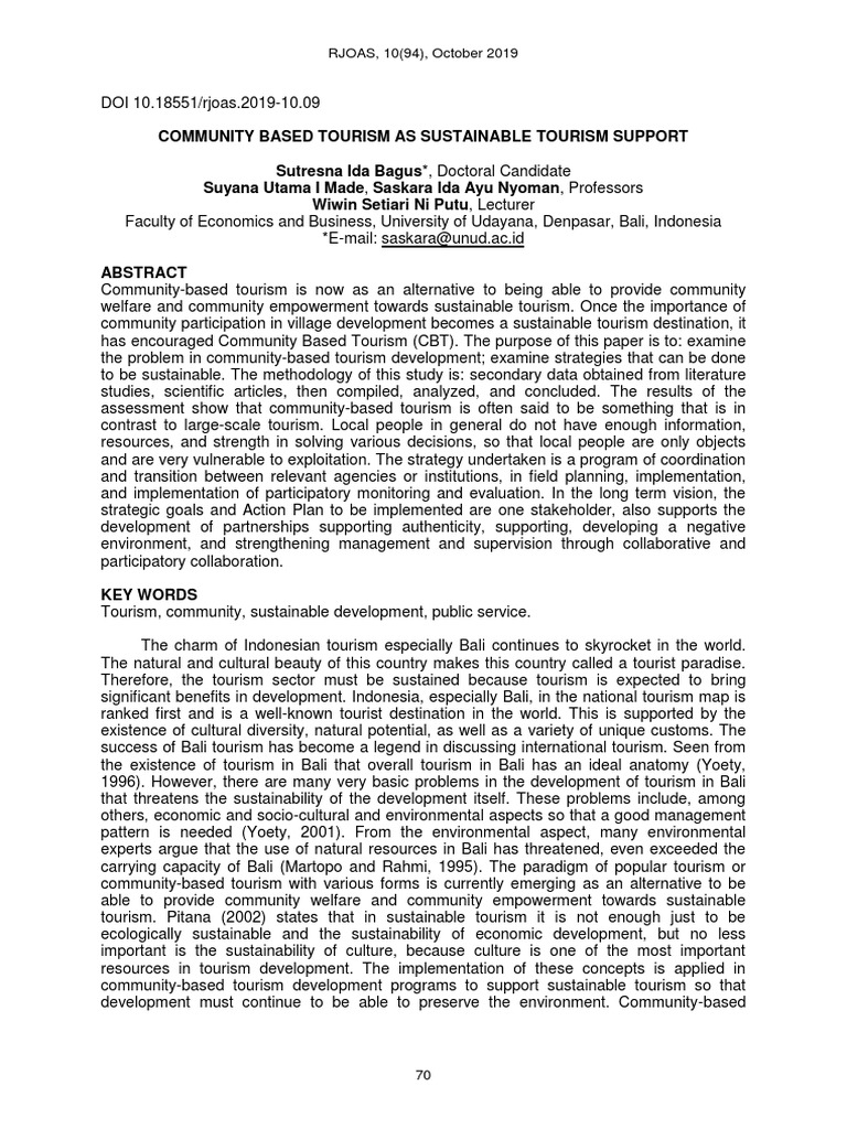 Community-Based Tourism for Sustainable Development | PDF ...
