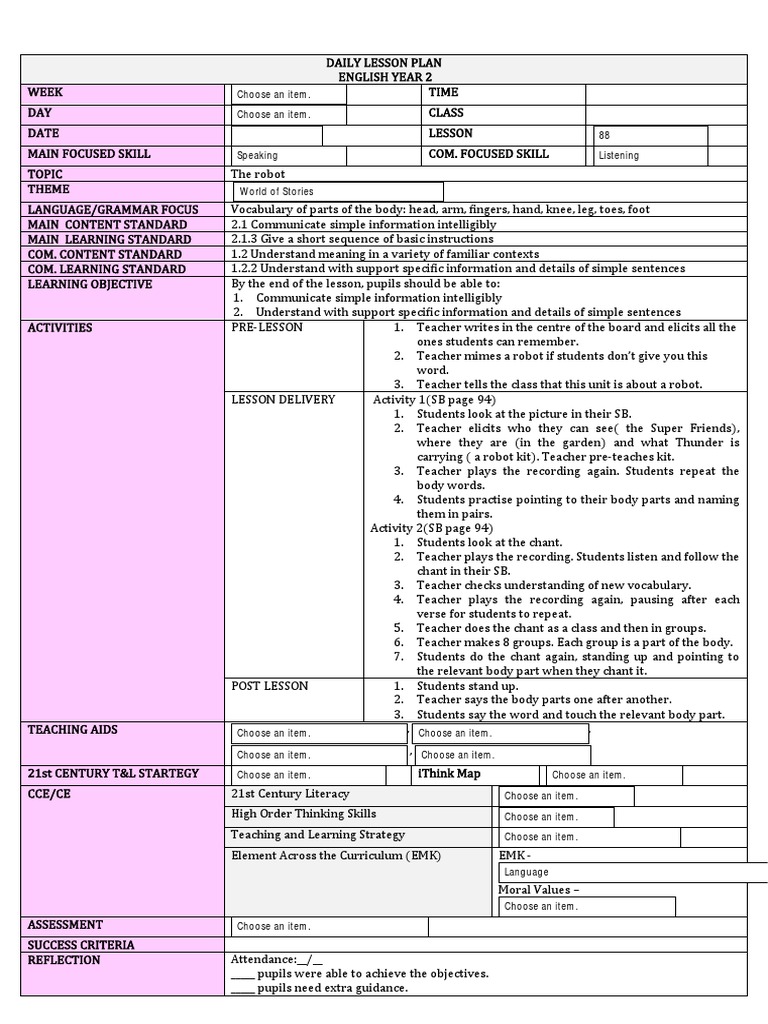 The Robot | PDF | Lesson Plan | Teachers