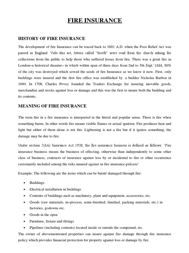 Fire Insurance | PDF | Property Insurance | Insurance