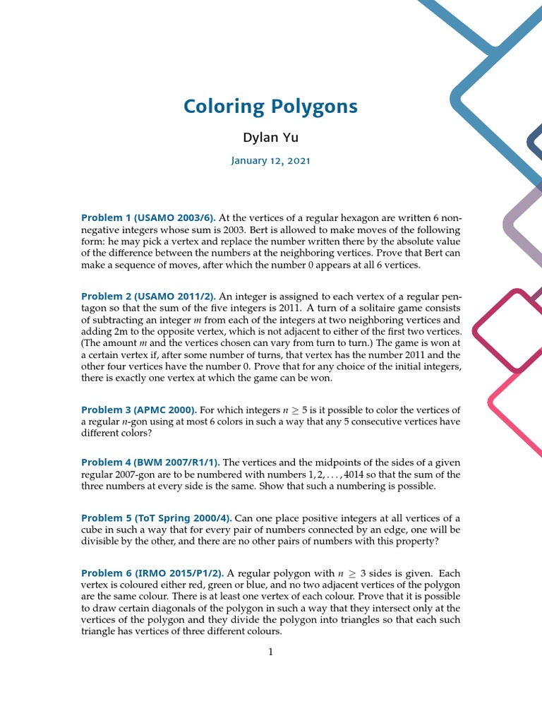 Coloring Polygons | PDF | Vertex (Geometry) | Vertex (Graph Theory)