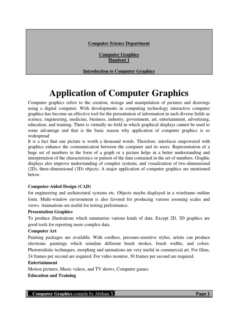 Application of Computer Graphics | PDF | Display Resolution | Pixel