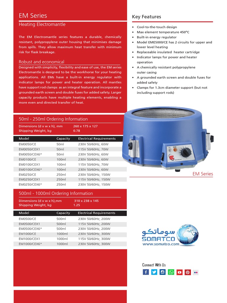 EM Series Electromantle Heating Mantle | PDF | Fuse (Electrical) | Heat ...